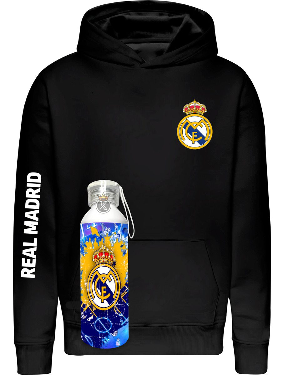 Poleron Real Madrid + Botella En Aluminio 750ml - Campeones - Futbol - Juego - Edicion ...